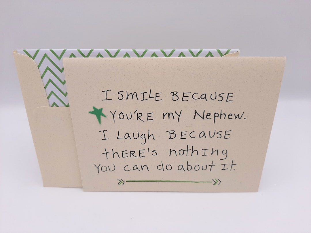 Nephew Card Funny Nephew Card Nephew Birthday Card Smile Because You're ...