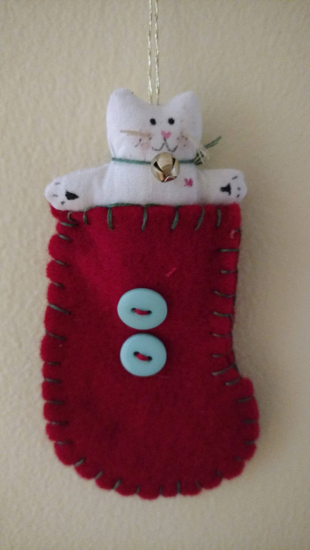 Cat in Stocking Ornament - Small Kitten Ornament - Cat Lovers Ornament ...