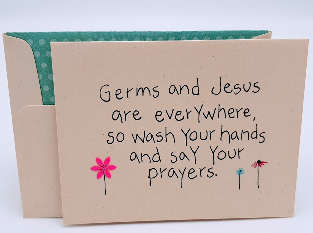 Germs & Jesus Card Funny Hygiene Card Funny Quarantine Card Hand ...