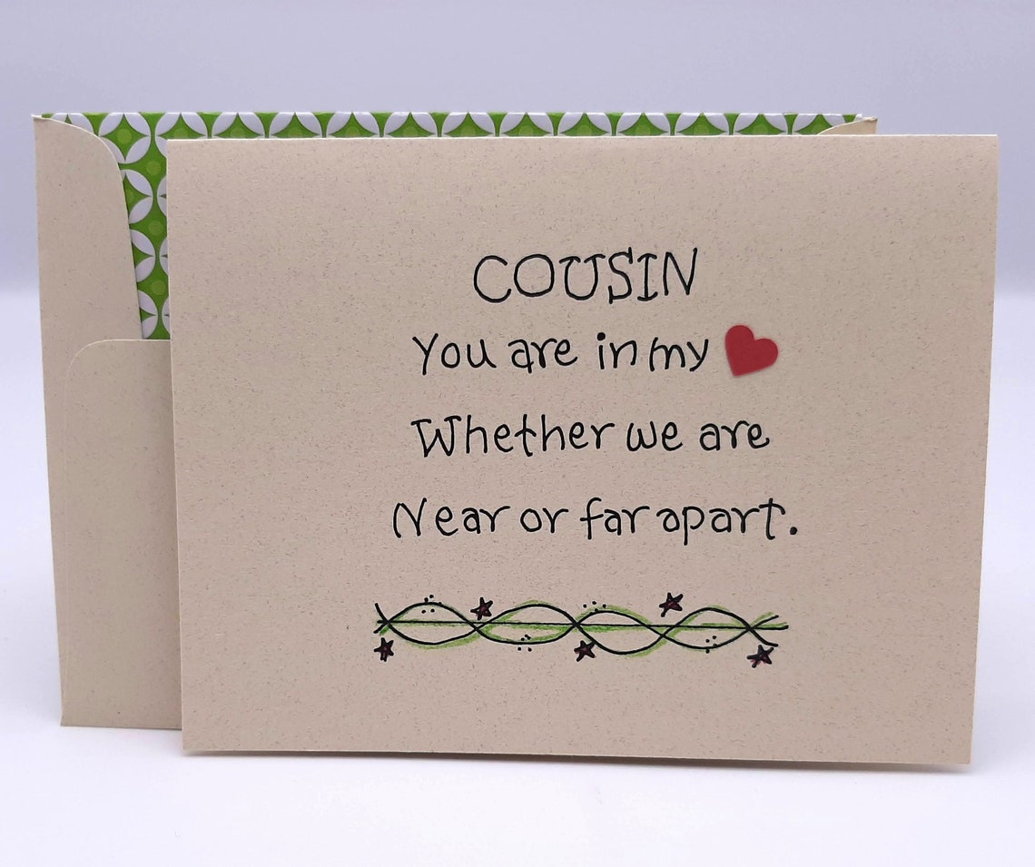 Long Distance Cousin Card Cousin Greeting Card Cousin - Etsy