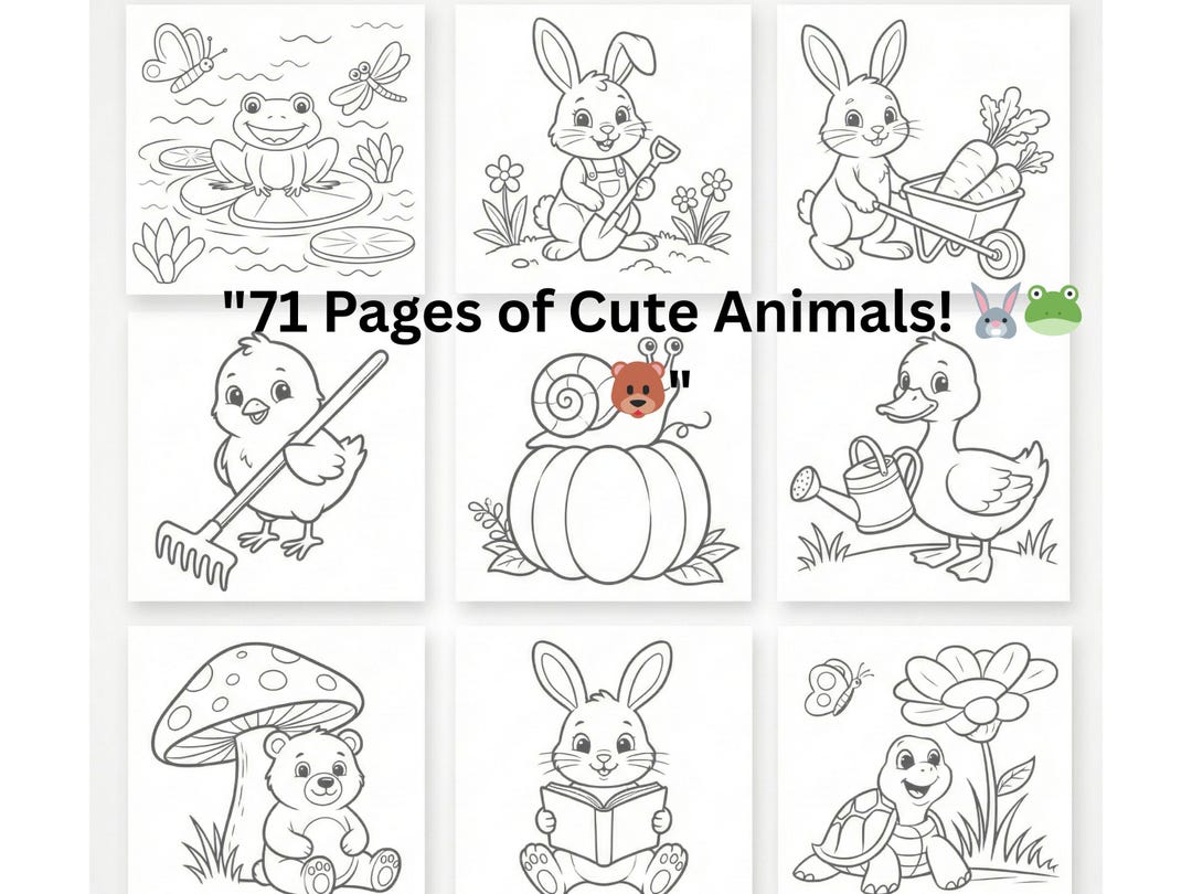 71 Animal Coloring Pages | Spring Garden Kids Activity (digital ...