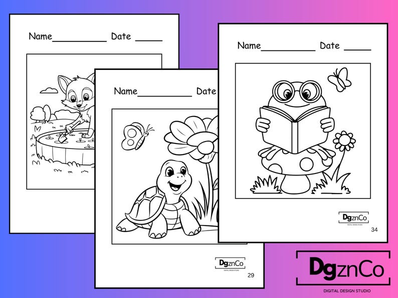 71 Animal Coloring Pages | Spring Garden Kids Activity (digital ...
