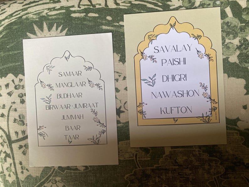Days of the Week and Muslim Prayer Names Art Print Set | Illustration ...