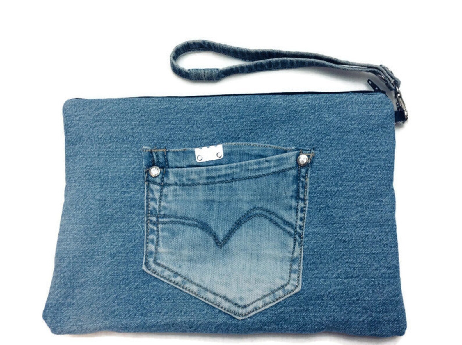Denim Pouch Handmade With Recycled Jeans Hand Stitched With - Etsy
