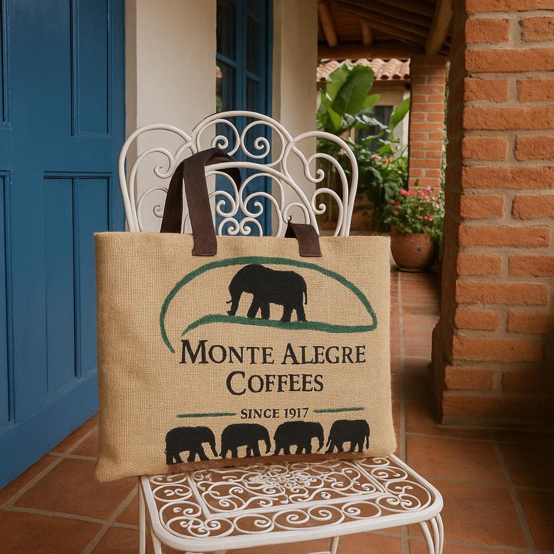 Upcycled Coffee Bean Sack Tote Bag: Hand-appliqued Elephants - Etsy