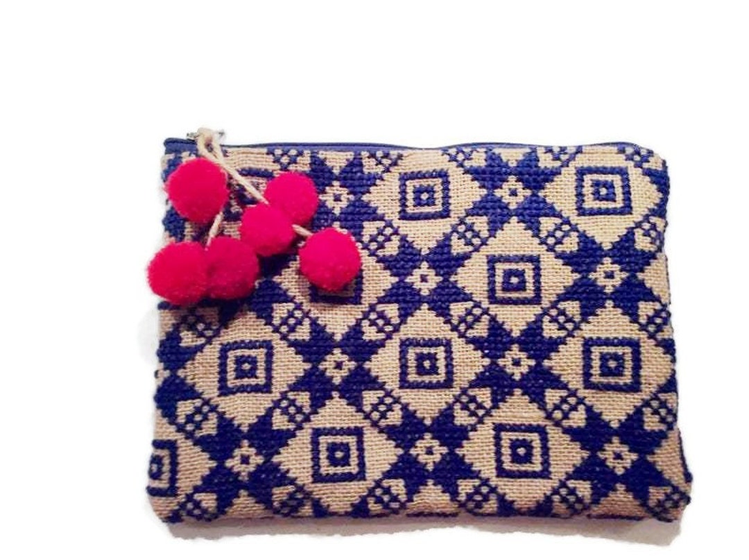 Hand Embroidered Pouch With Cross Stitched Geometrical Pattern, Mothers ...