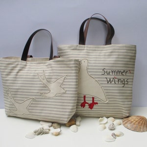 Handmade Seagull Canvas Tote Bag: Organic Cotton Beach Shopper - Etsy
