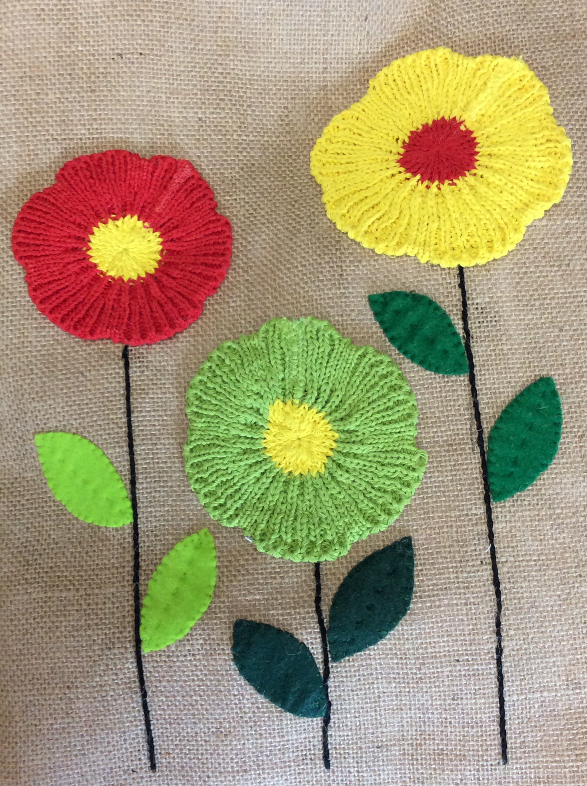Jute Tote Bag, Handmade, Hand Appliqued With Floral Pattern, Shoppers ...