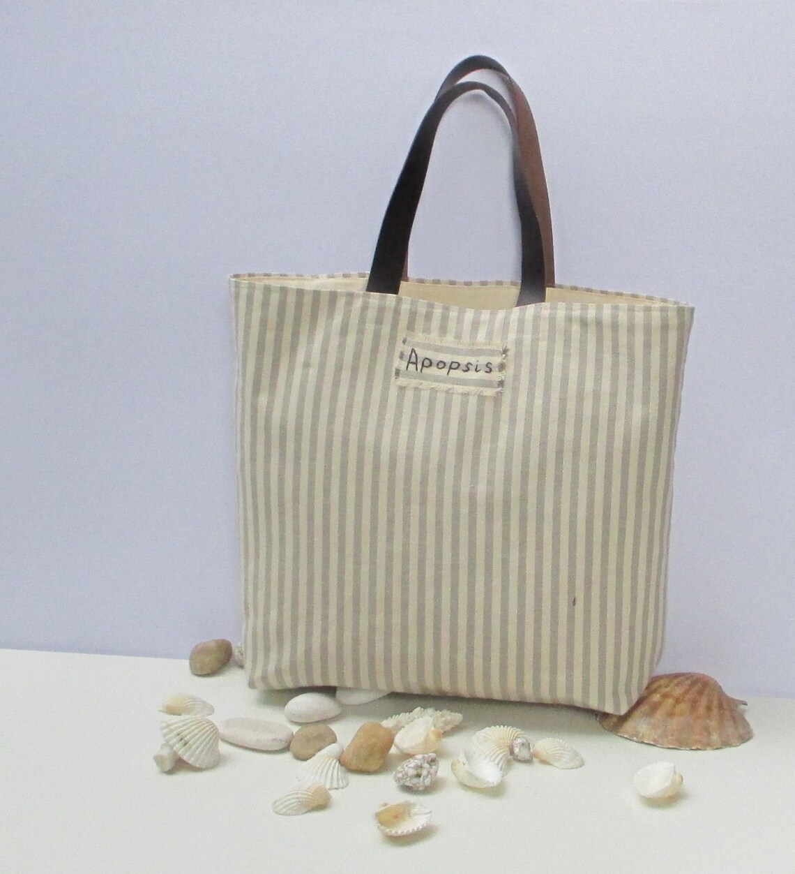 Seagull Summer Cotton Canvas Tote Bag, Handmade, Organic Natural Color ...