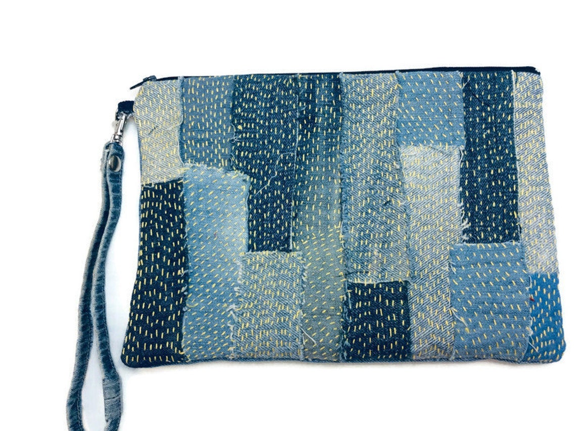 Denim Pouch Handmade With Recycled Jeans Hand Stitched With - Etsy