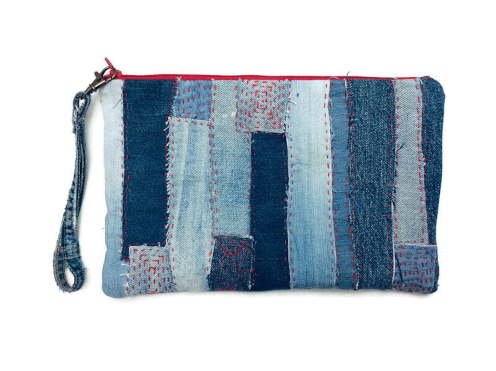 Denim Boro Clutch Bag Recycled Jeans Clutch Bag Sashiko - Etsy