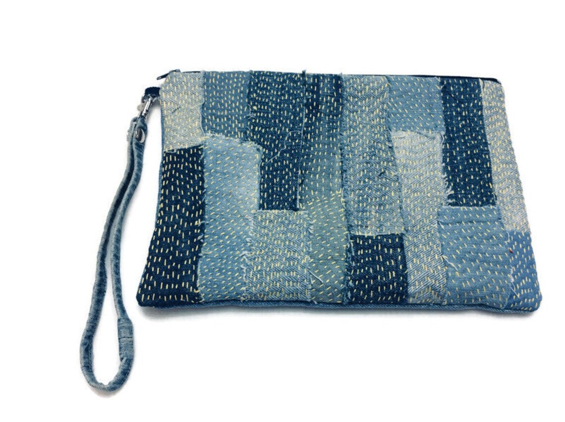 Denim Pouch Handmade With Recycled Jeans Hand Stitched With - Etsy