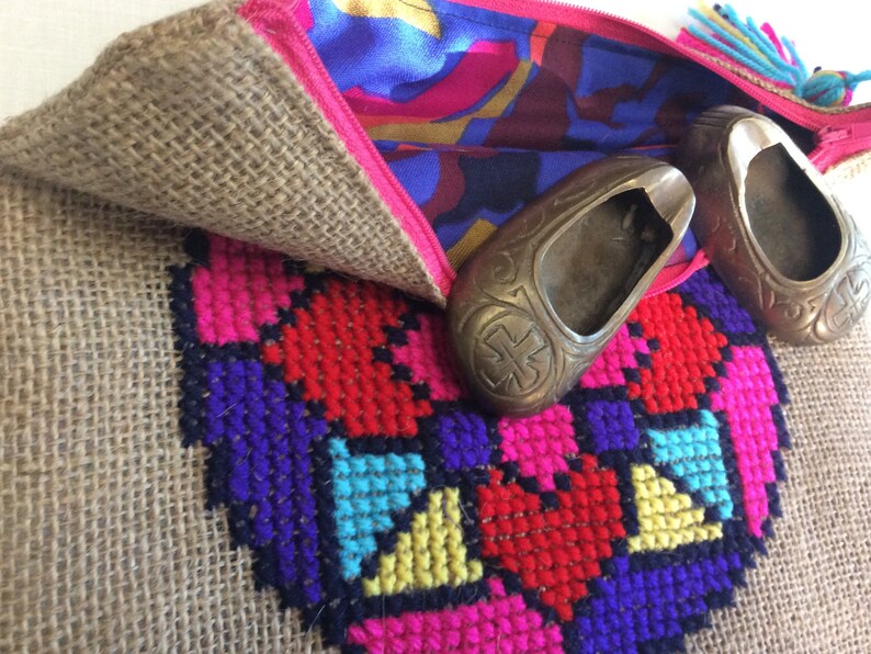 Geometric Embroidered Pouch Cross Stitched Pattern With - Etsy