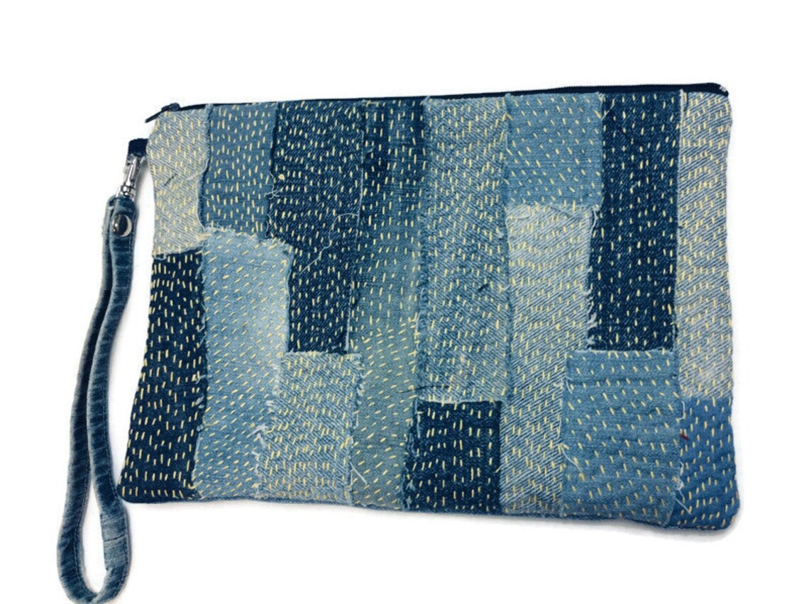 Denim Pouch Handmade With Recycled Jeans Hand Stitched With - Etsy