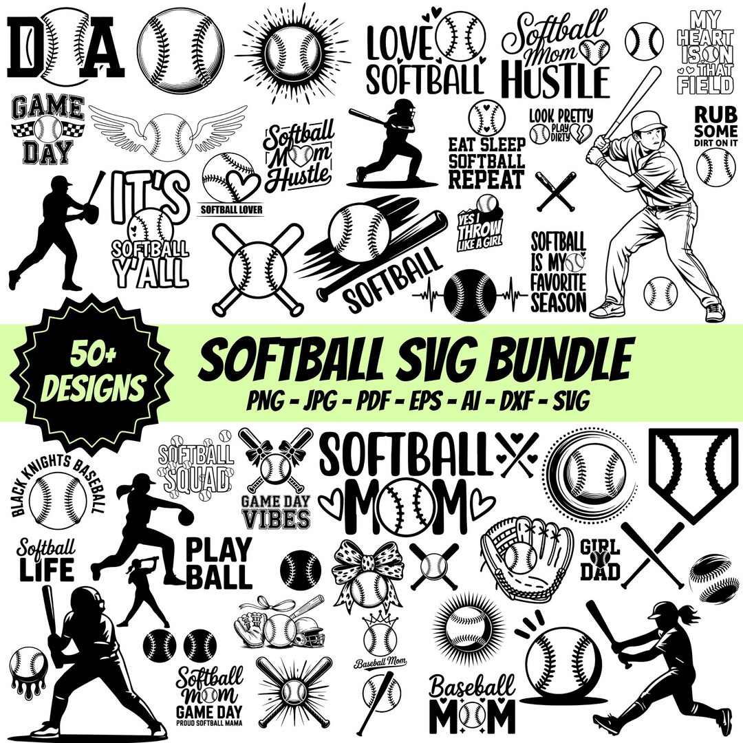 Softball SVG Bundle | 50+ Designs for Cricut, Silhouette & Laser ...