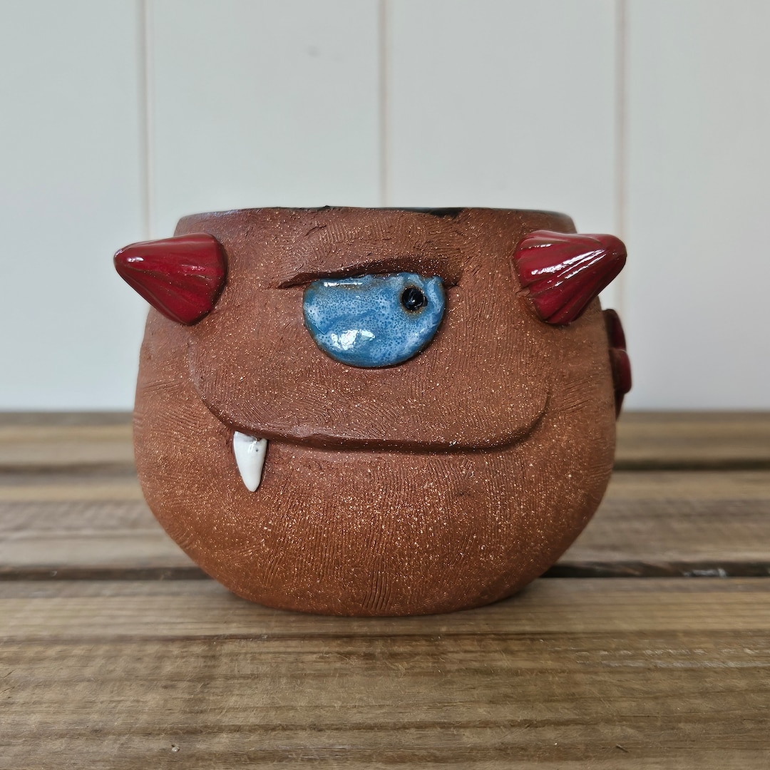 Goofy Monster Mug, Happy Monster, Handmade Pottery, Ceramic Monster ...