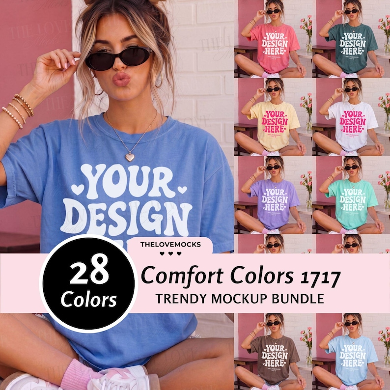 Comfort Colors 1717 Shirt Mockup Bundle C1717 Model Mockup Bundle