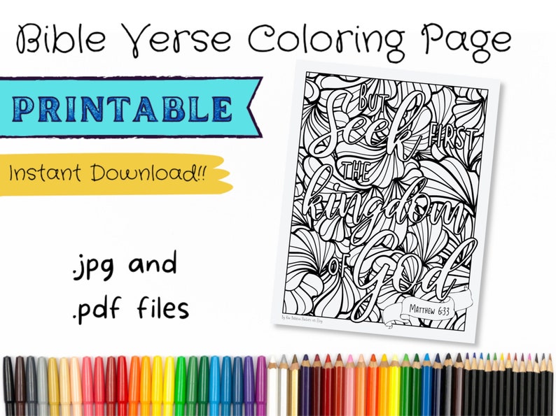 Matthew 6:33, Scripture Bible Verse Coloring Page, Single Digital ...