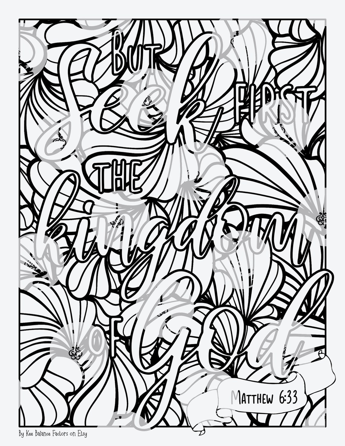 Matthew 6:33, Scripture Bible Verse Coloring Page, Single Digital ...