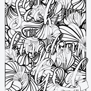 Matthew 6:33, Scripture Bible Verse Coloring Page, Single Digital ...