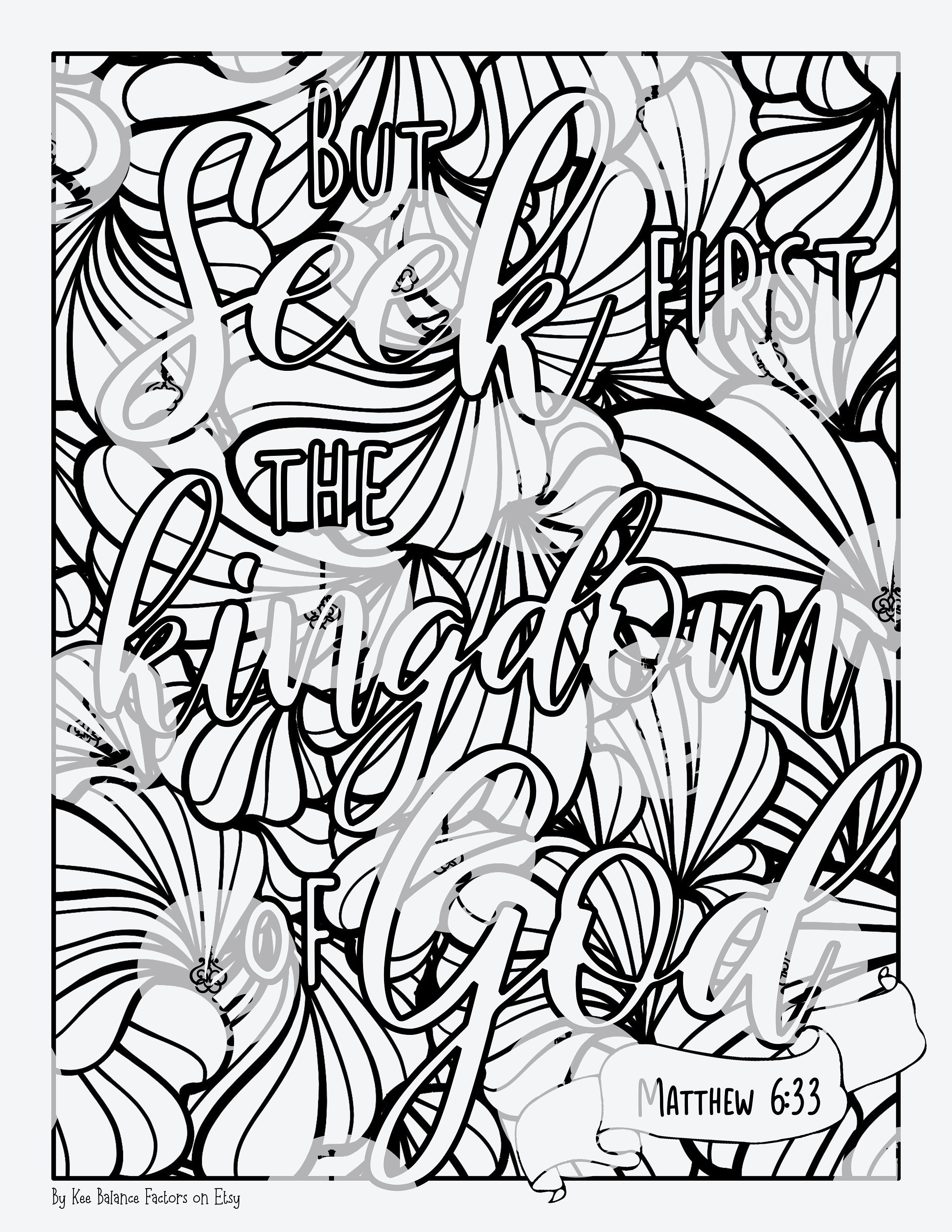 Matthew 6:33, Scripture Bible Verse Coloring Page, Single Digital ...