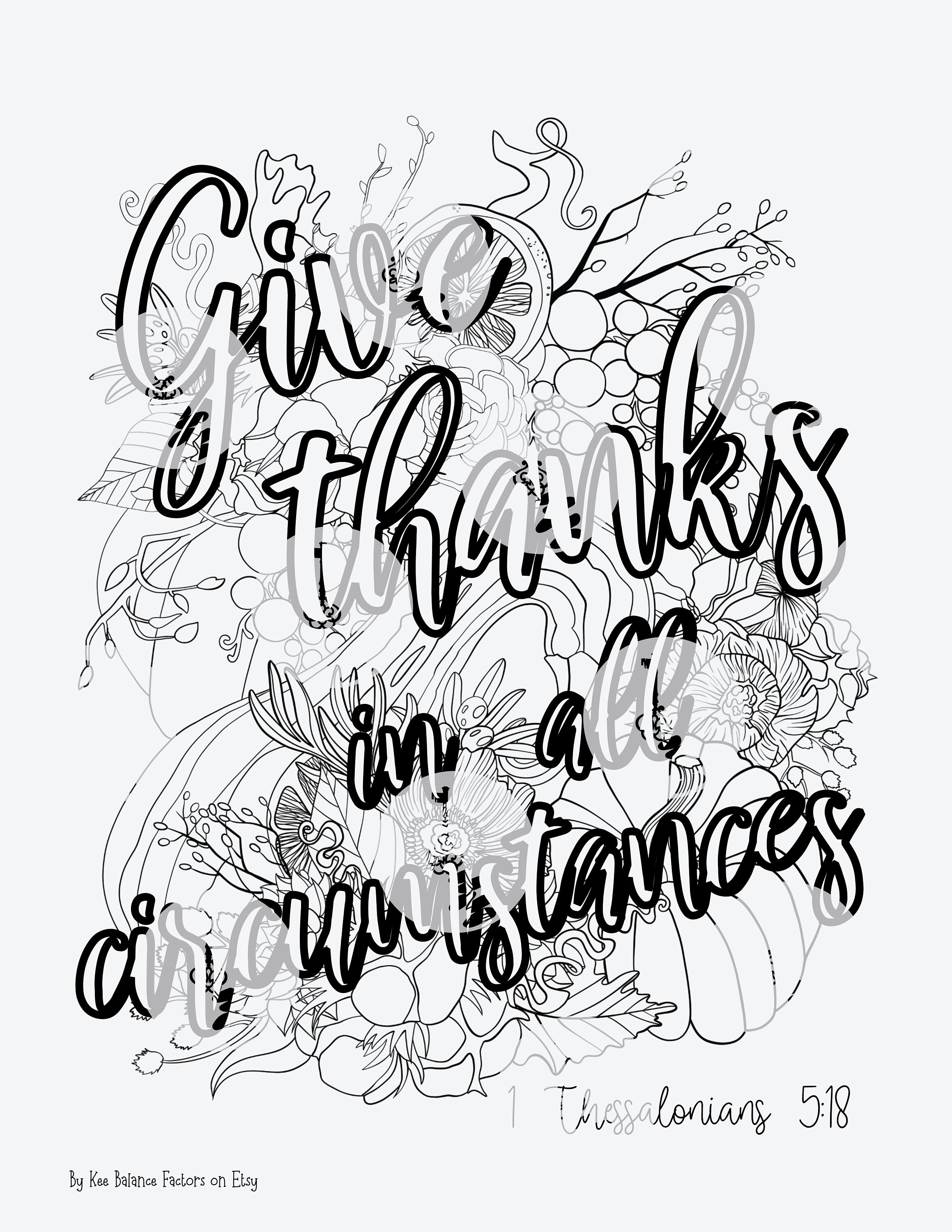 1 Thessalonians 5:18, Scripture Bible Verse Coloring Page, Single ...