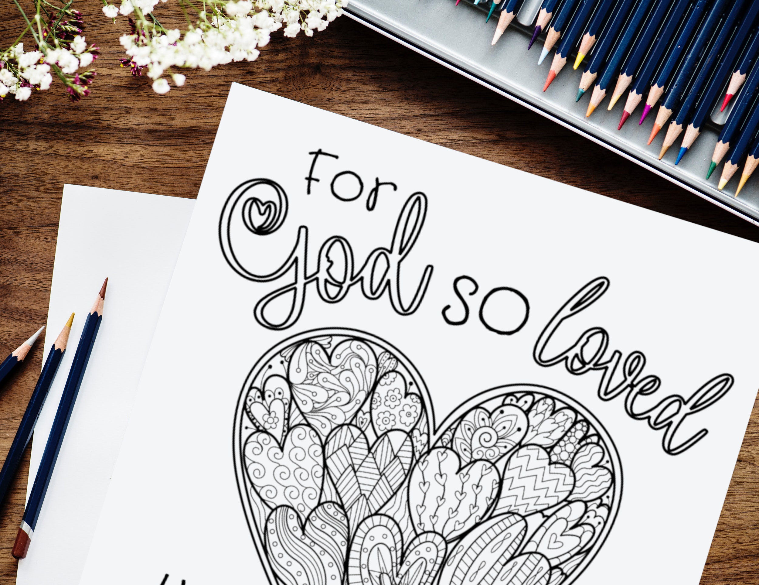 John 3:16, Scripture Bible Verse Coloring Page, Single Digital Download ...