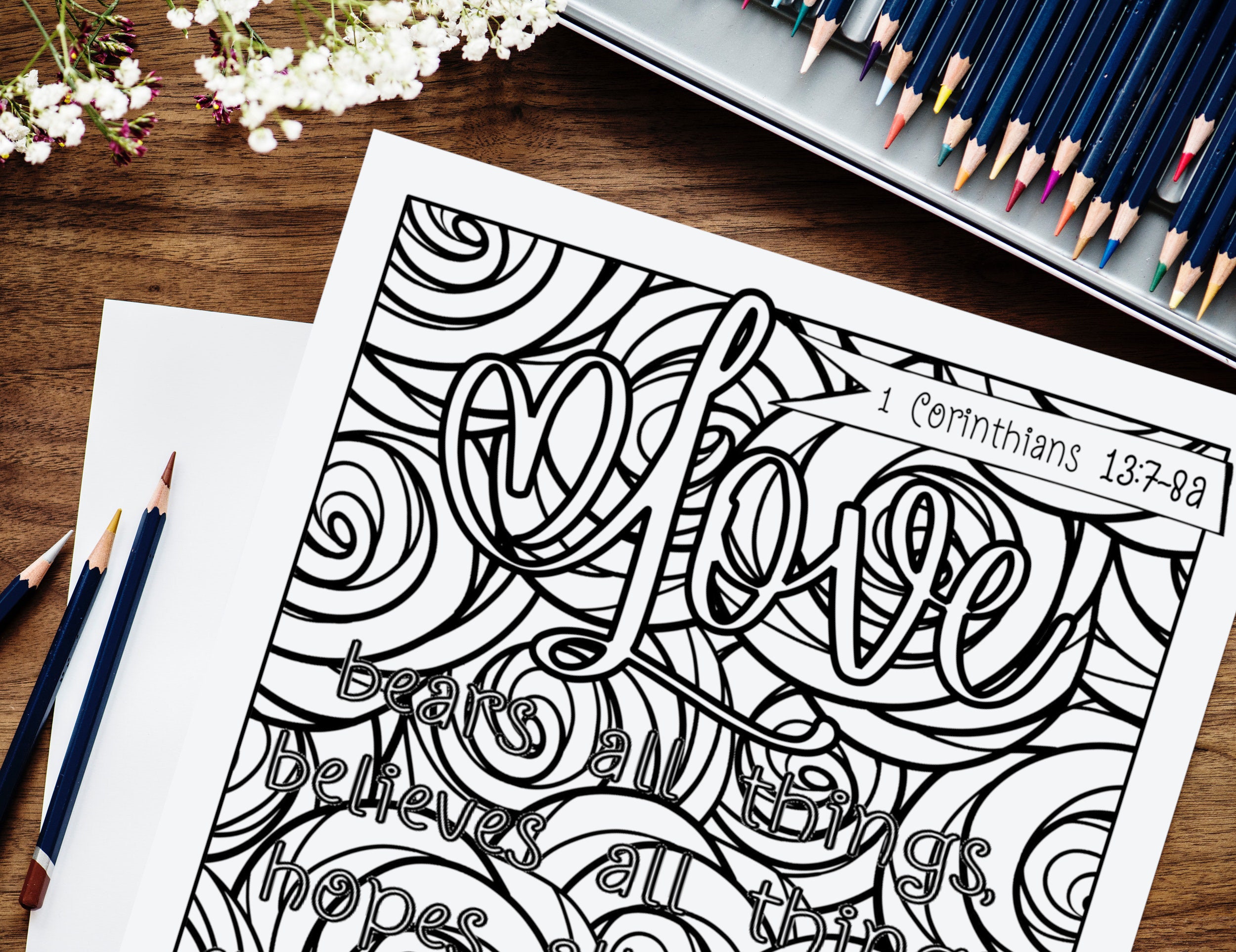 1 Corinthians 13:7-8a, Scripture Bible Verse Coloring Page, Single ...
