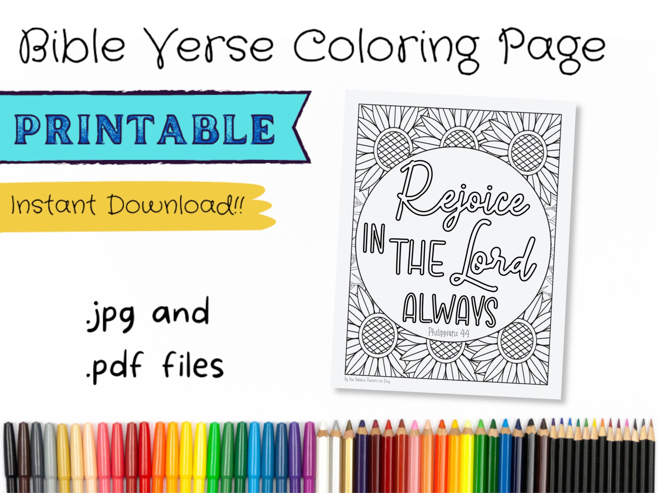 Philippians 4:4, Scripture Bible Verse Coloring Page, Single Digital ...