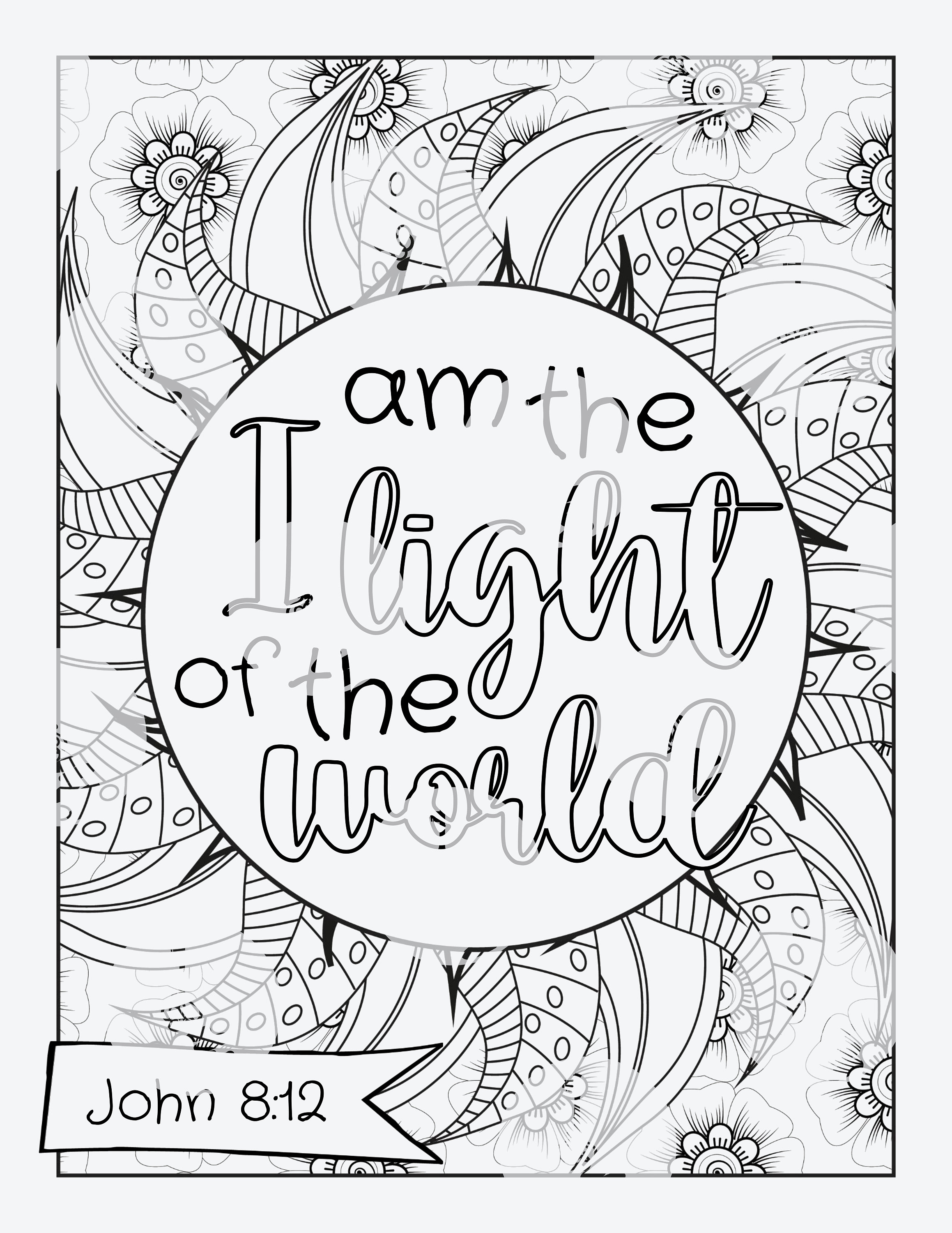John 3:16, Scripture Bible Verse Coloring Page, Single Digital Download ...