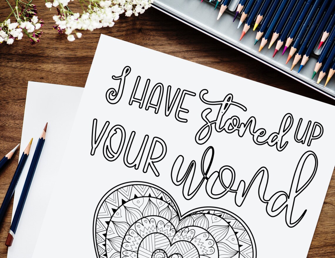 Psalm 119:11, Scripture Bible Verse Coloring Page, Single Digital ...