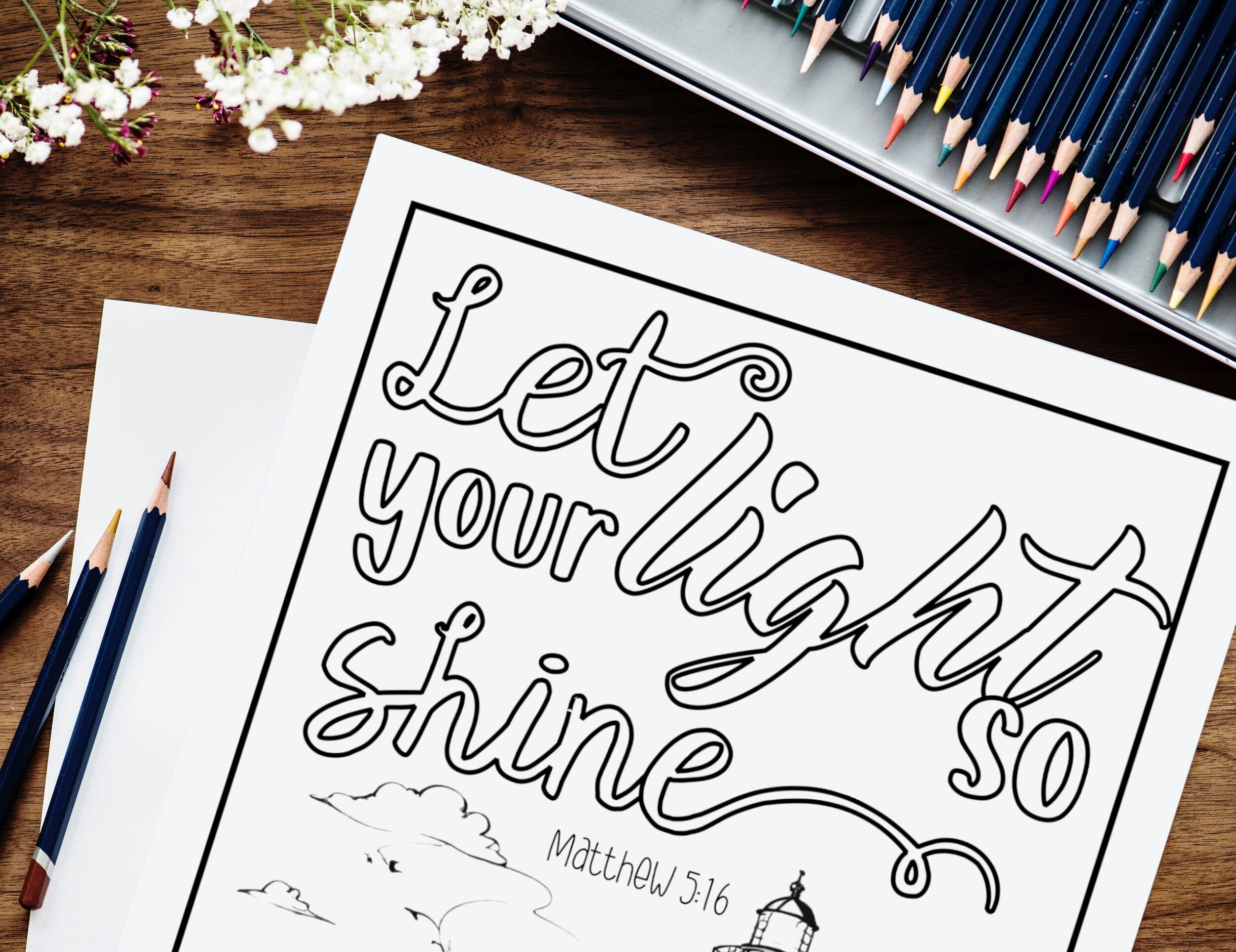 Matthew 5:16, Scripture Bible Verse Coloring Page, Single Digital ...