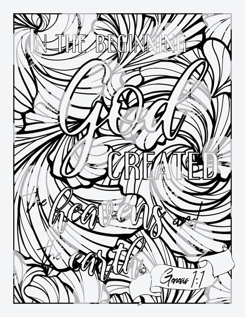 Genesis 1:1, Scripture Bible Verse Coloring Page, Single Digital ...