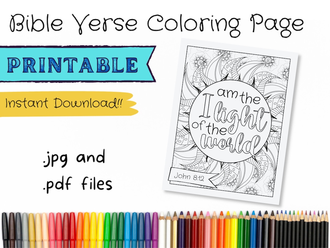 John 8:12, Scripture Bible Verse Coloring Page, Single Digital Download ...