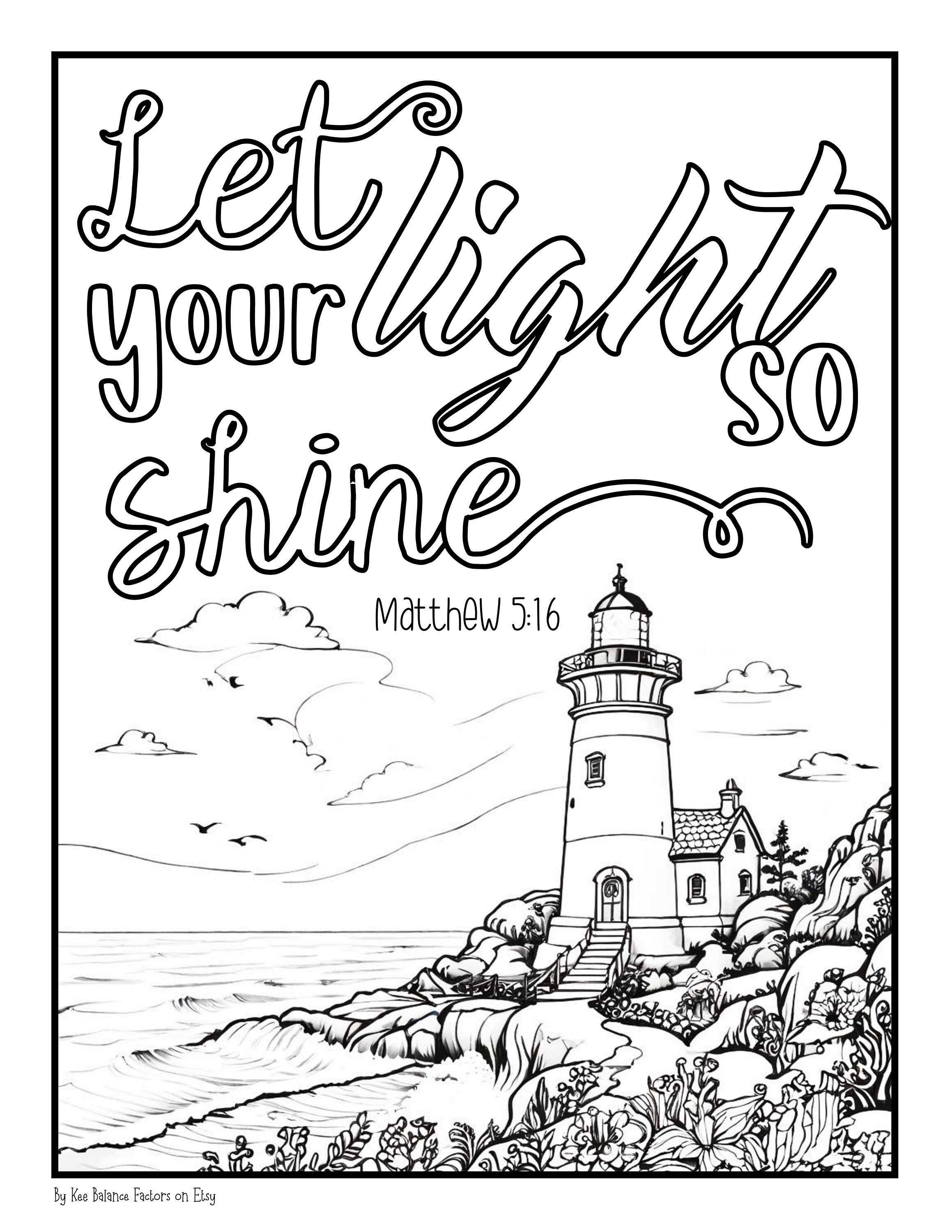 Matthew 5:16, Scripture Bible Verse Coloring Page, Single Digital ...