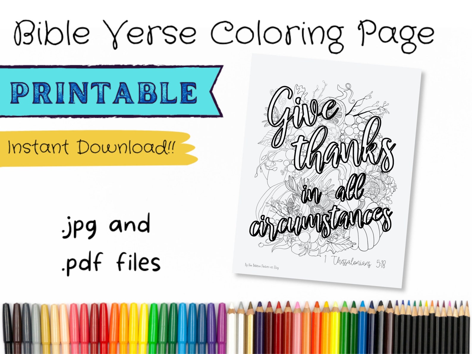 1 Thessalonians 5:18, Scripture Bible Verse Coloring Page, Single ...