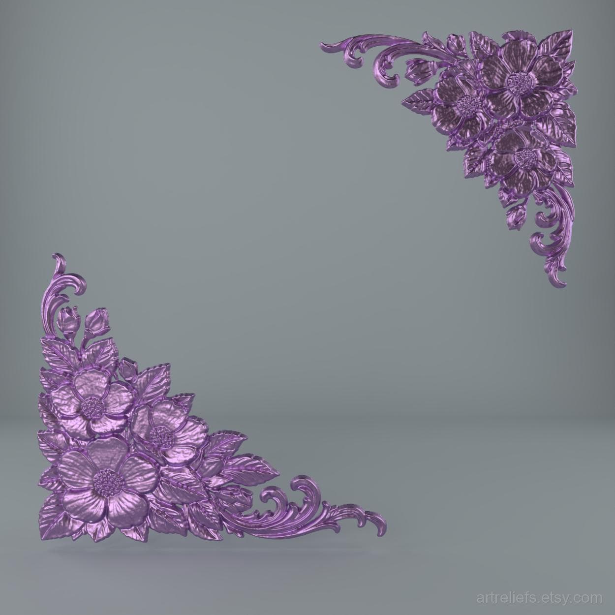 Baroque Corner Ornament STL File, Acanthus Scroll Relief for 3D ...