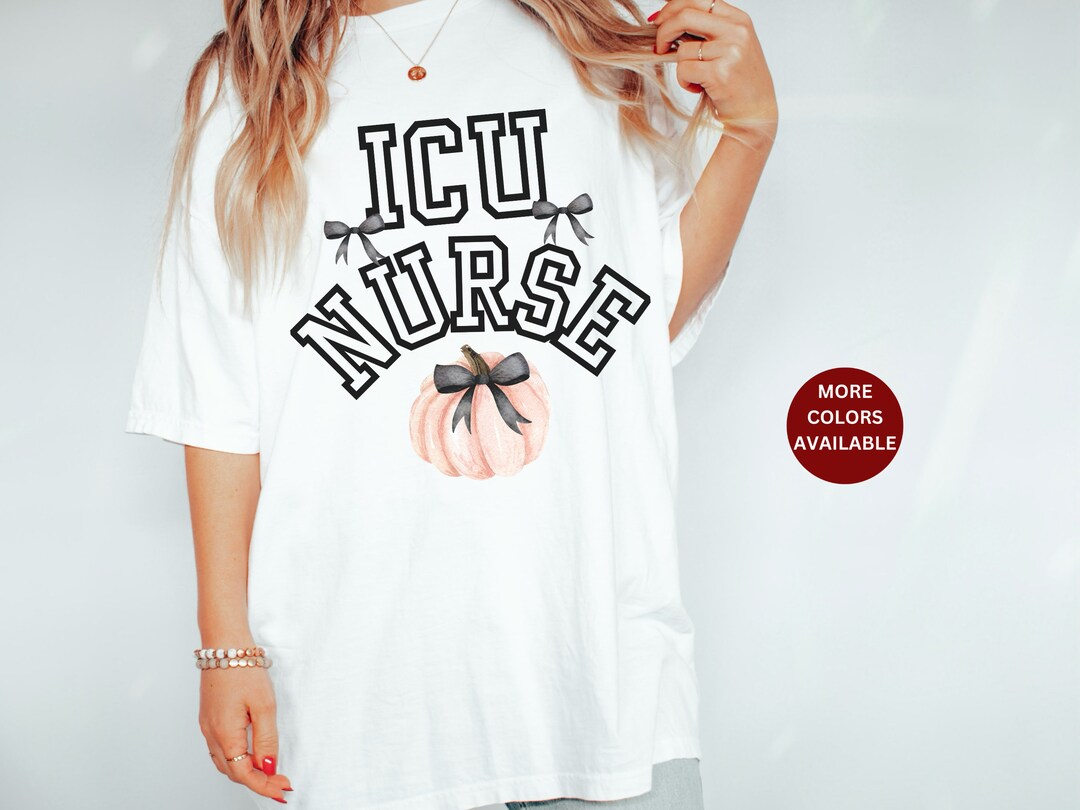 ICU Nurse Coquette Halloween Shirt Coquette Cute Comfort Colors Pumpkin ...