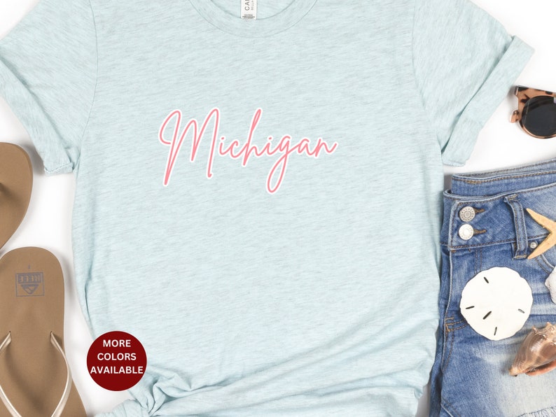 Michigan Tee Shirt, MI Shirt, Gift Michigan Native, Michigan Travel ...