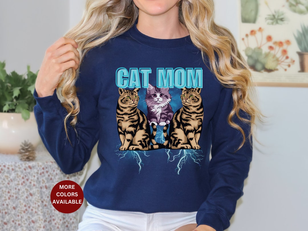 90s Inspired Bootleg Rap Cat Mom Sweatshirt, Cat Mom Sweatshirt, Gift ...