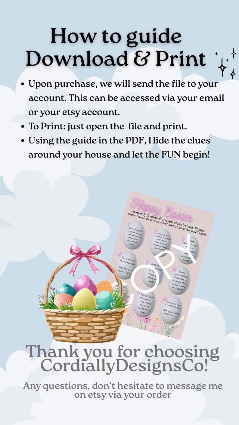 Printable Easter Scavenger Hunt Clues | Kids Egg Hunt Treasure (instant ...