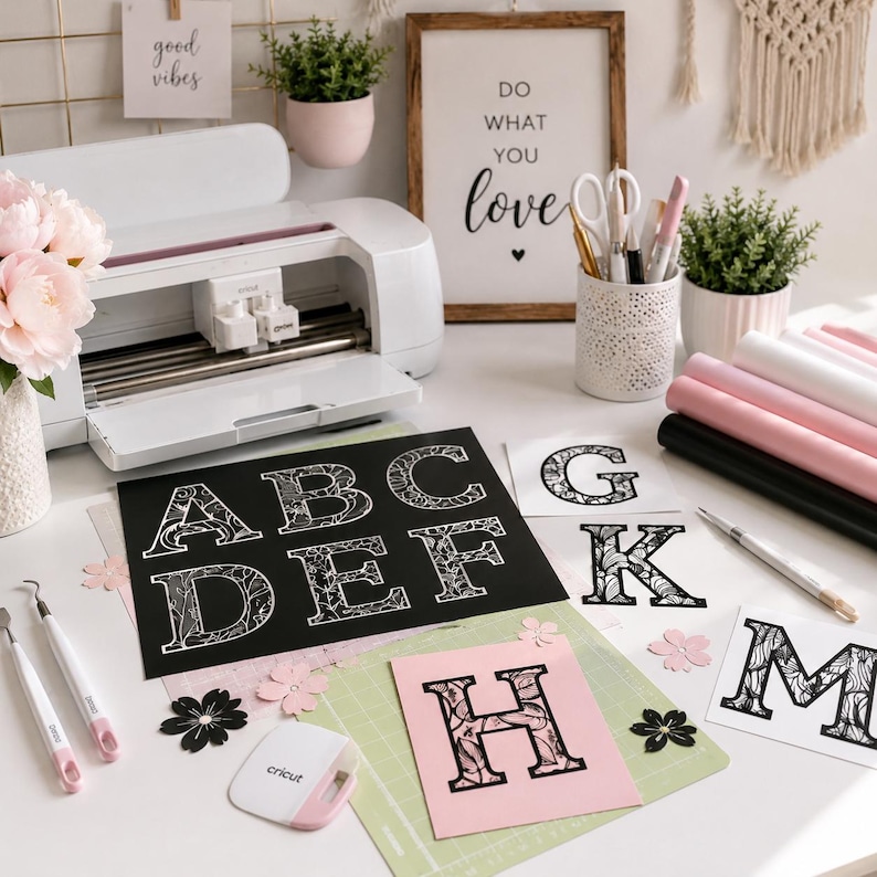 Floral Mandala Alphabet SVG Bundle, Monogram Letters DXF, Zentangle ...