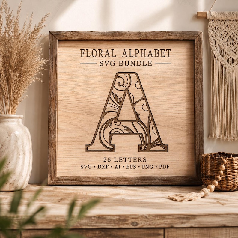 Floral Mandala Alphabet SVG Bundle, Monogram Letters DXF, Zentangle ...