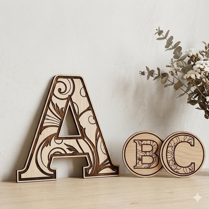 Floral Mandala Alphabet SVG Bundle, Monogram Letters DXF, Zentangle ...