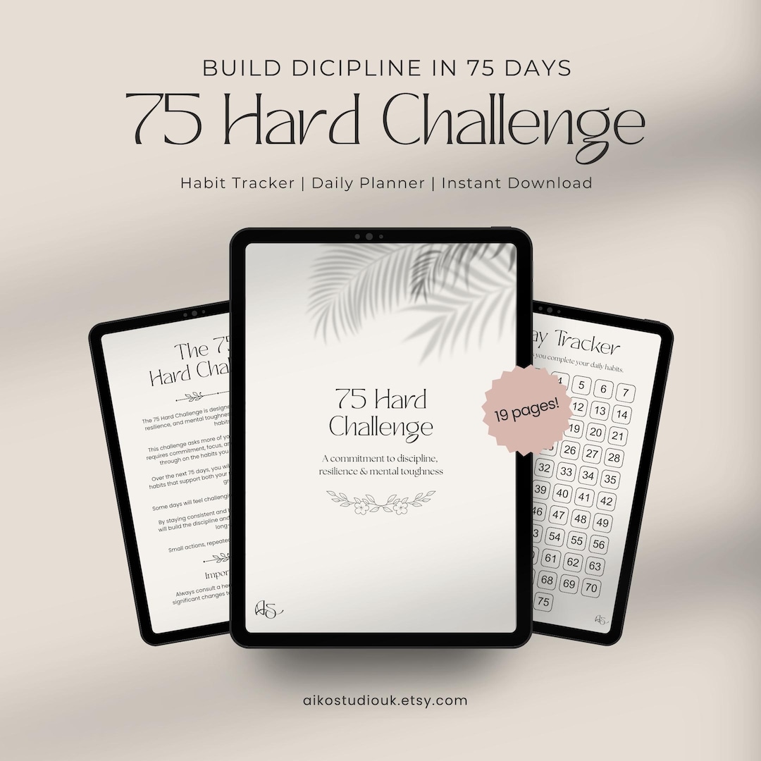 75 Hard Challenge Tracker | Daily Habit Planner (digital Download) - Etsy