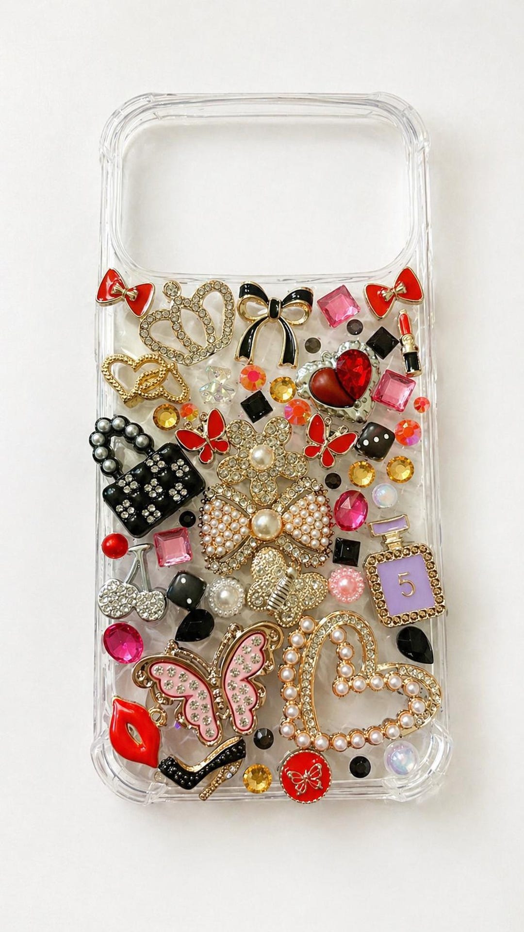Custom 3D Charm Phone Case, Ruby Red & Coquette Bow Charms Case ...