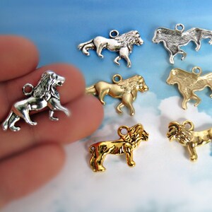 10 to 50 Lion Pendant Charm/ Animal Charms/ Lions Charm/ Gold Lion ...