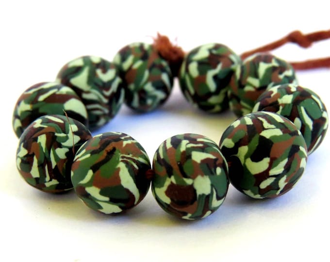 Camouflage Beads, Handmade Beads, Army Camo Beads, Round Bead, Jewelry ...