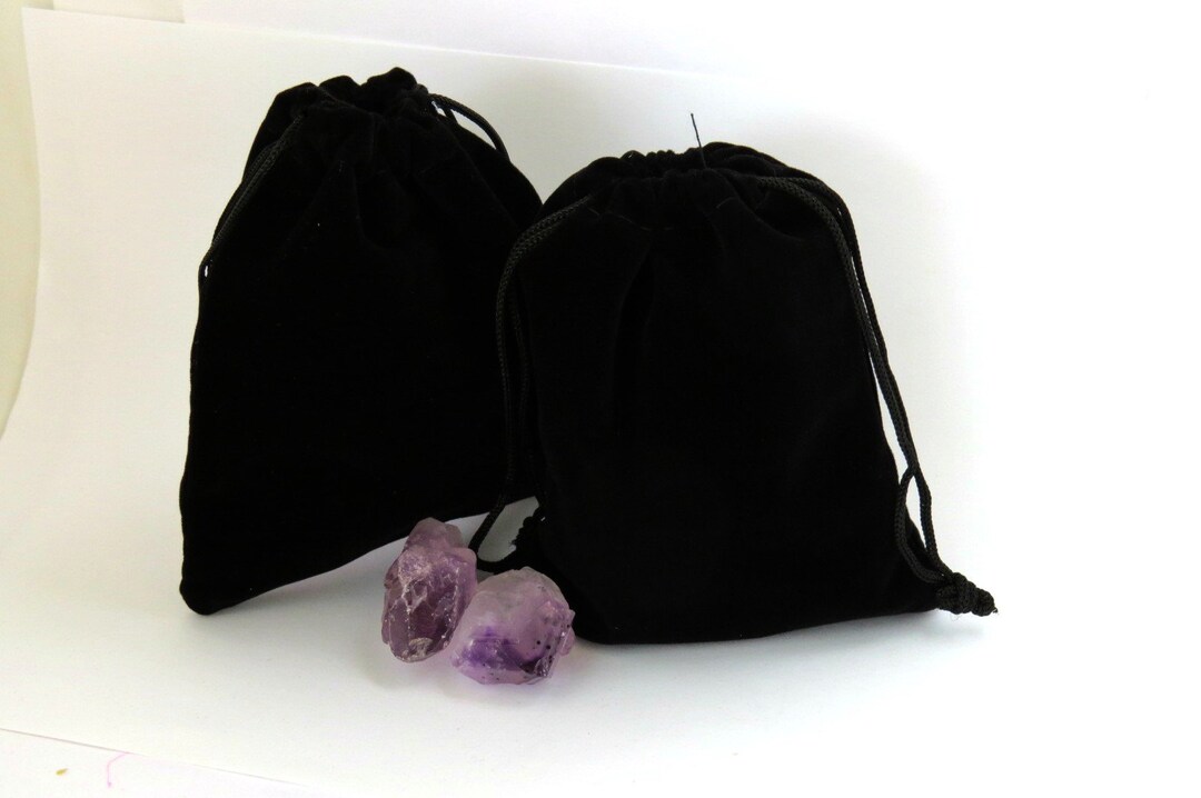 Small Black Velvet Pouches/ Gift Bags/ Black Pouches/ Drawstring Bags ...