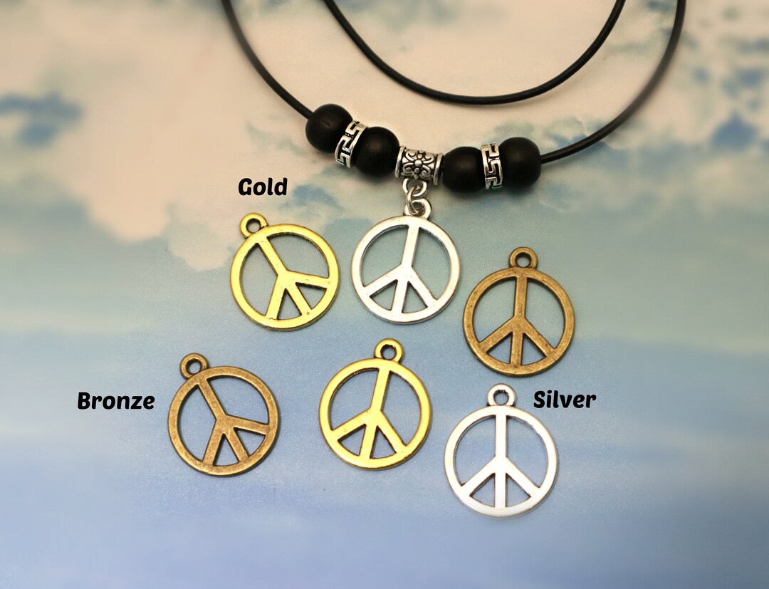 50 0r 1 Pieces/ Peace Charm Pendant/ Metal Charms/ DIY Crafts/ Bronze ...